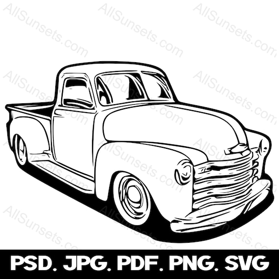 Vintage Truck Outline Clip Art Old Truck Vector Images – Browse