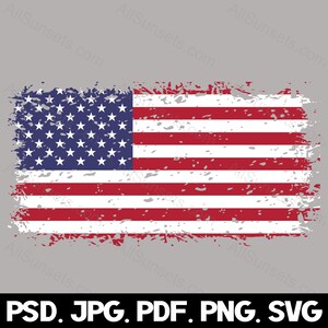 American Flag Distressed Svg Png Psd Pdf Jpg File Types Vintage Grunge ...