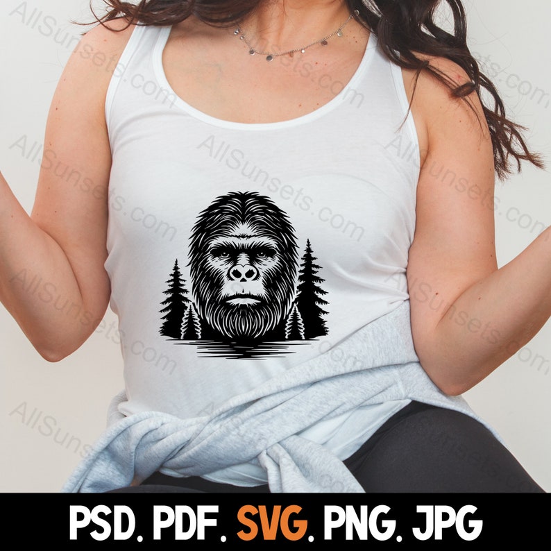 Bigfoot Portrait Forest Silhouette Svg Png Jpg Psd Pdf Vector File ...