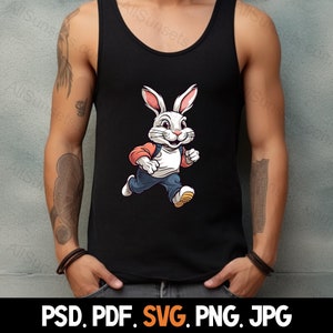 Cute Bunny Rabbit Jogging Character Svg Png Pdf Psd Jpg File Types ...