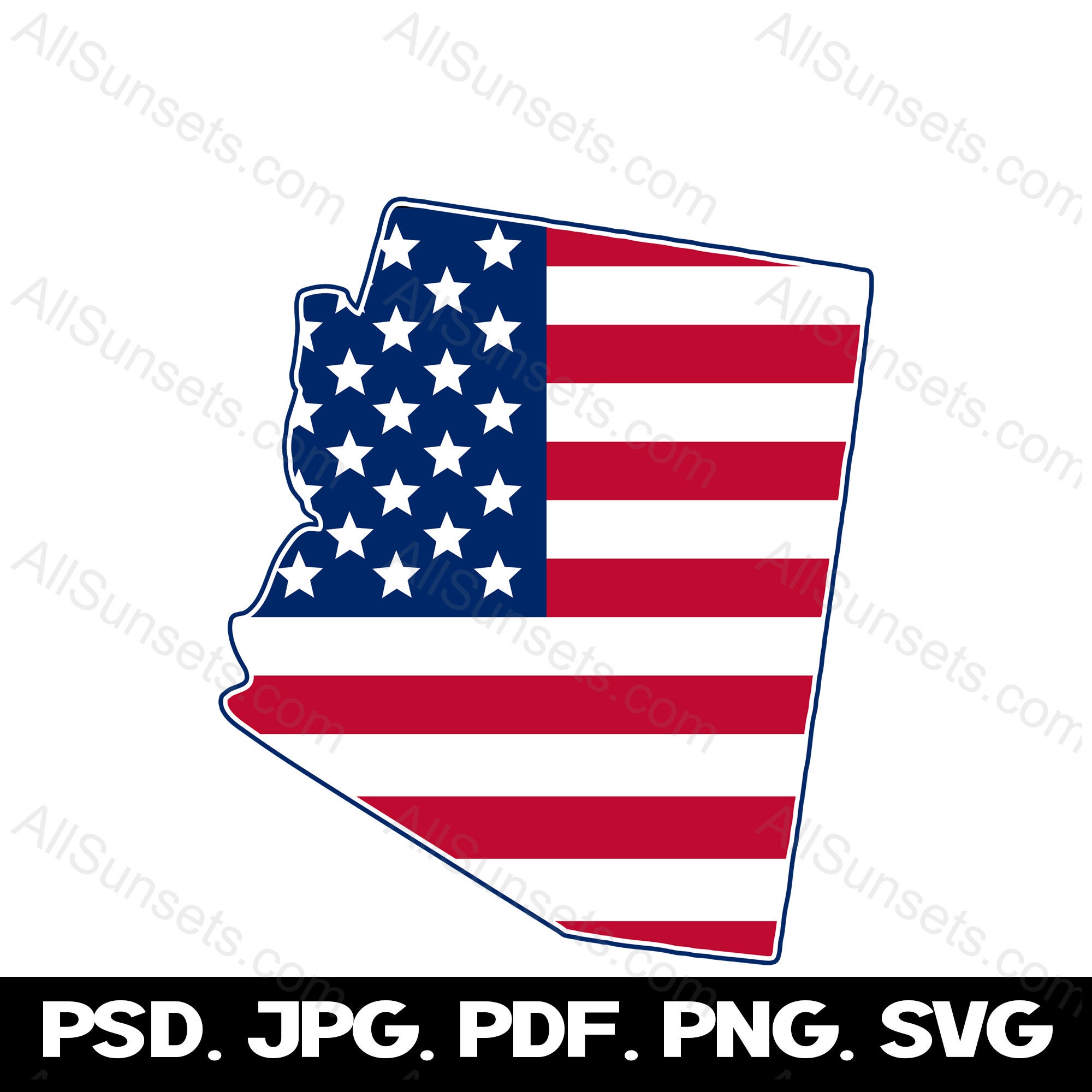 Arizona State Shape American Flag Svg Png Jpg Pdf Psd File - Etsy Hong Kong