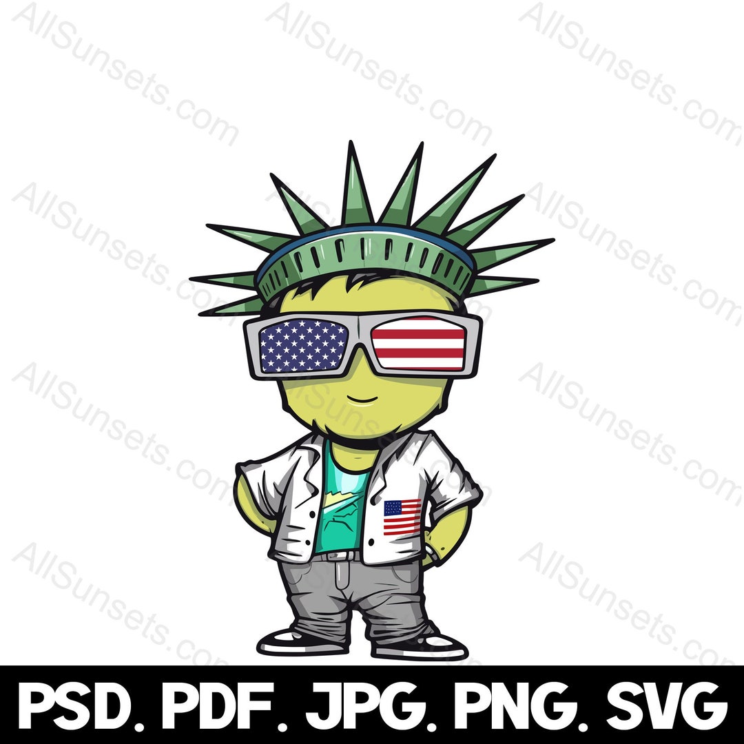 Statue of Liberty Character Svg Png Jpg Pdf Psd File Types Wearing ...