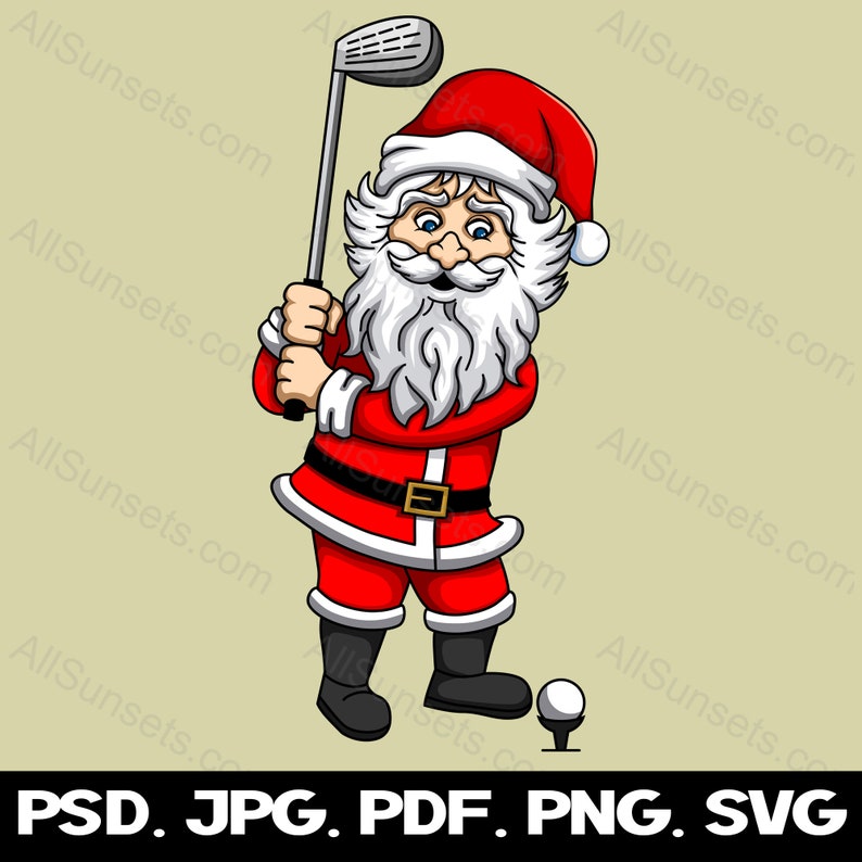 Santa Claus Golfing Svg Png Pdf Psd Jpg File Types Christmas St Nick ...