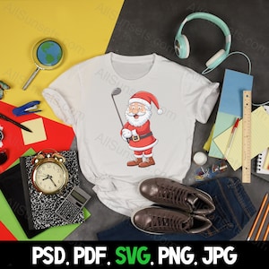 Santa Claus Playing Golf Svg Png Pdf Psd Jpg File Types Christmas St ...