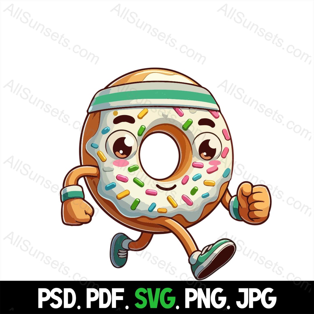 Frosted Donut Running Exercise Fitness Svg Png Pdf Psd Jpg Files ...