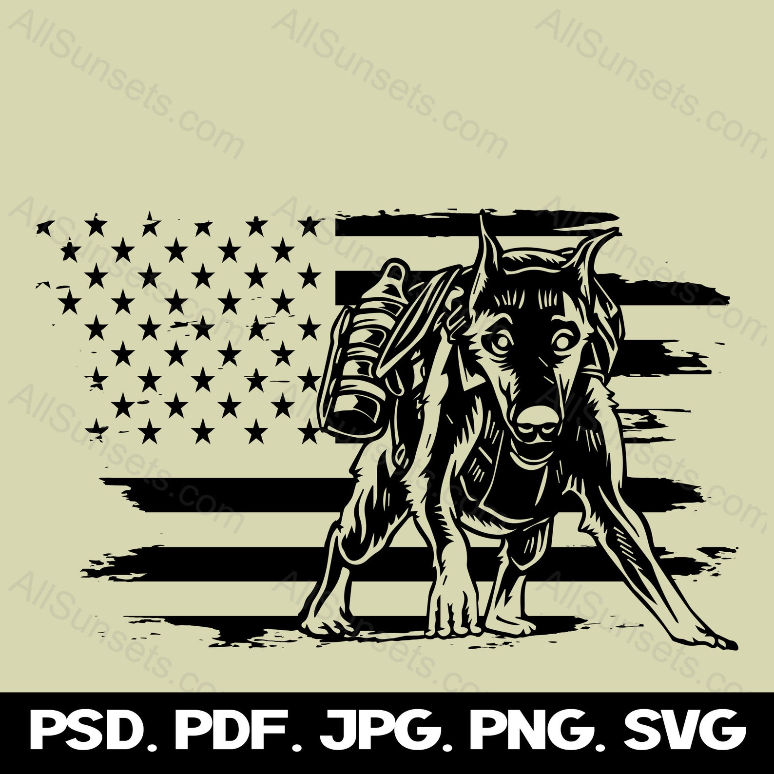 Service Dog American Flag Grunge Svg Png Psd Pdf Jpg File Types ...