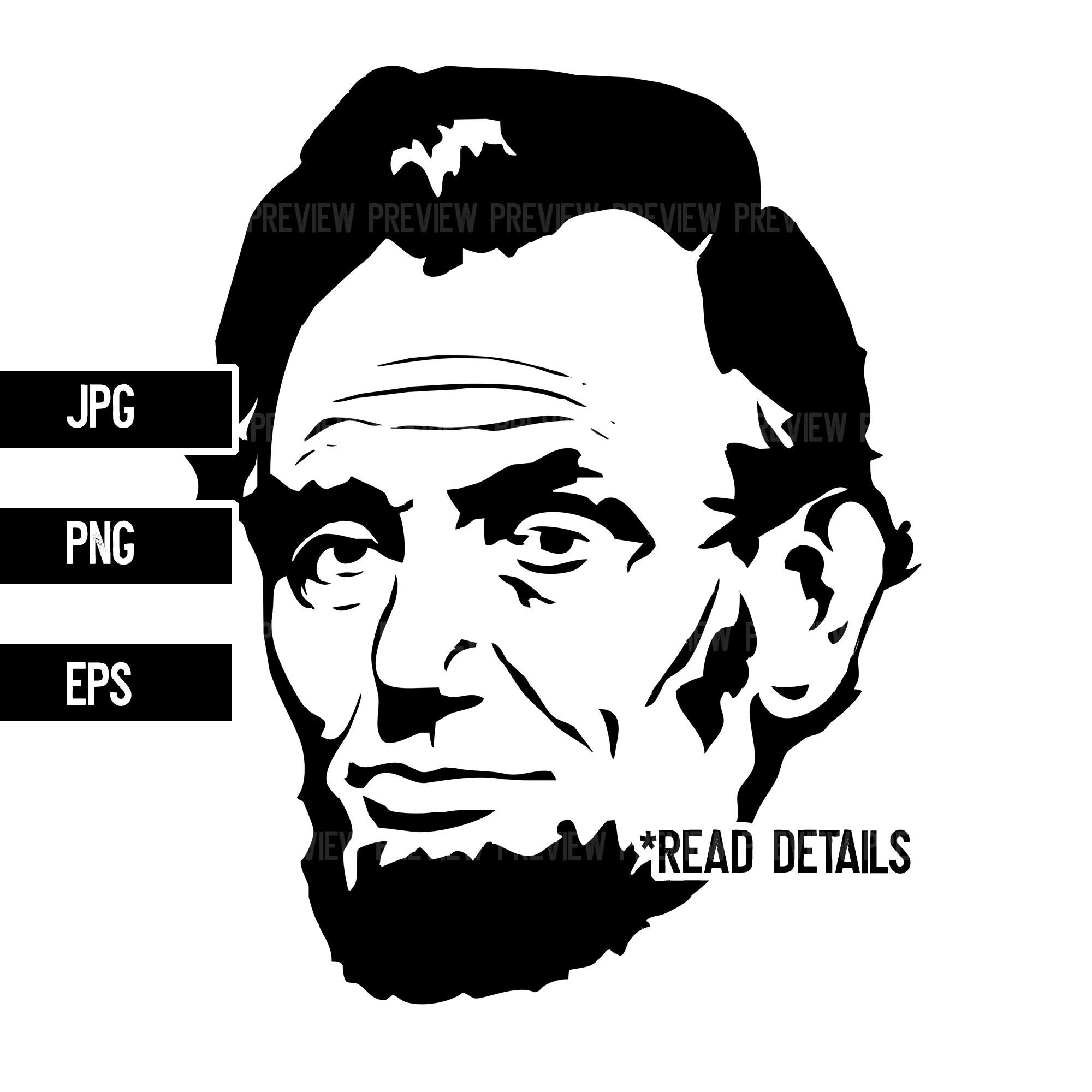 Abraham Lincoln Portrait Silhouette Svg Png Jpg Psd Pdf Eps File Types ...