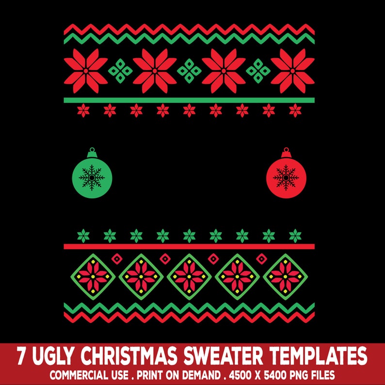 Ugly Christmas Sweater Clipart - Package #2 - 7 Xmas Tacky Templates ...