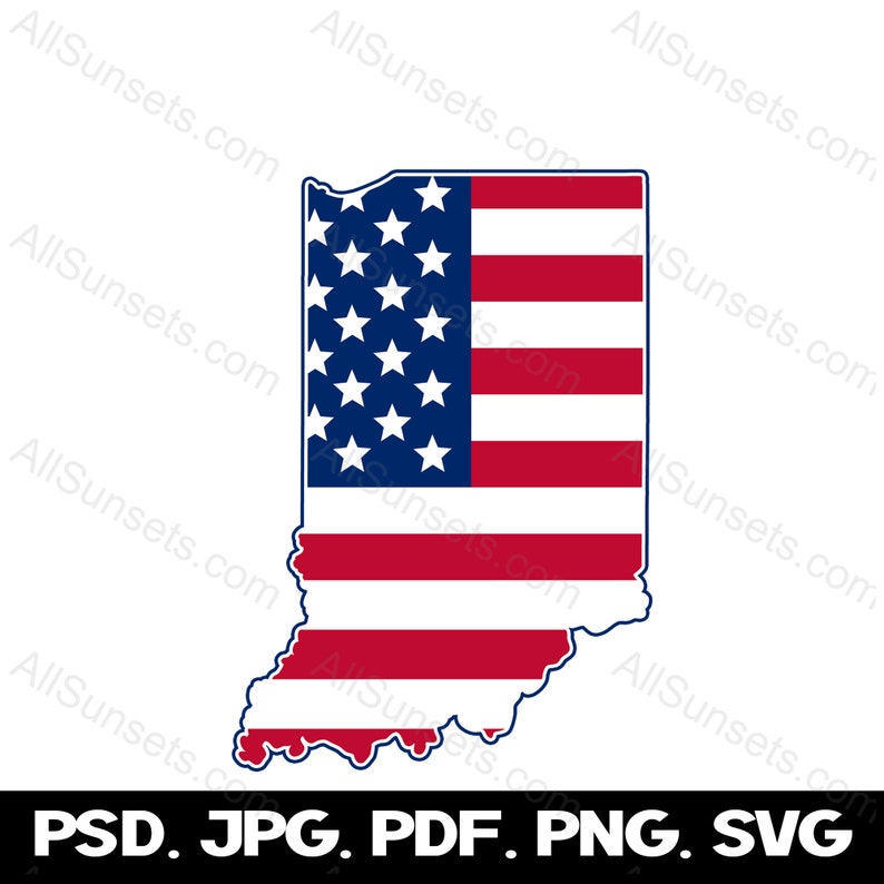 Indiana State Shape American Flag Svg Png Jpg Pdf Psd File - Etsy