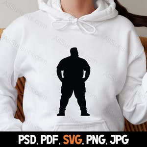 Heavy Set Overweight Male Silhouette Svg Png Jpg Psd Pdf File Types Dad ...