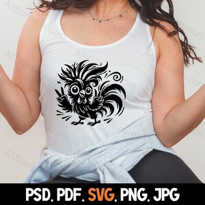 Rooster Chicken Cute Crazy Peace Sign Silhouette Svg Png Jpg Psd Pdf ...