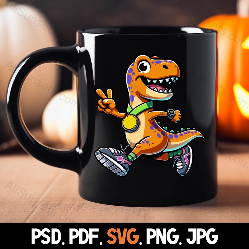 T-rex Dinosaur Jogging Svg Png Pdf Psd Jpg File Types Running Half ...
