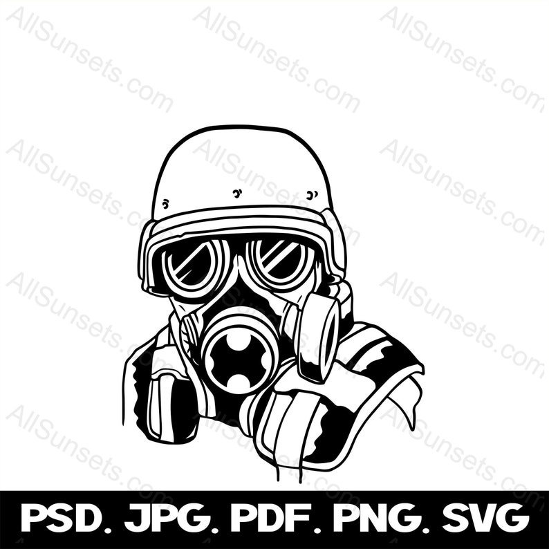 Military Soldier Wearing Gas Mask Svg Png Jpg Psd Pdf File - Etsy