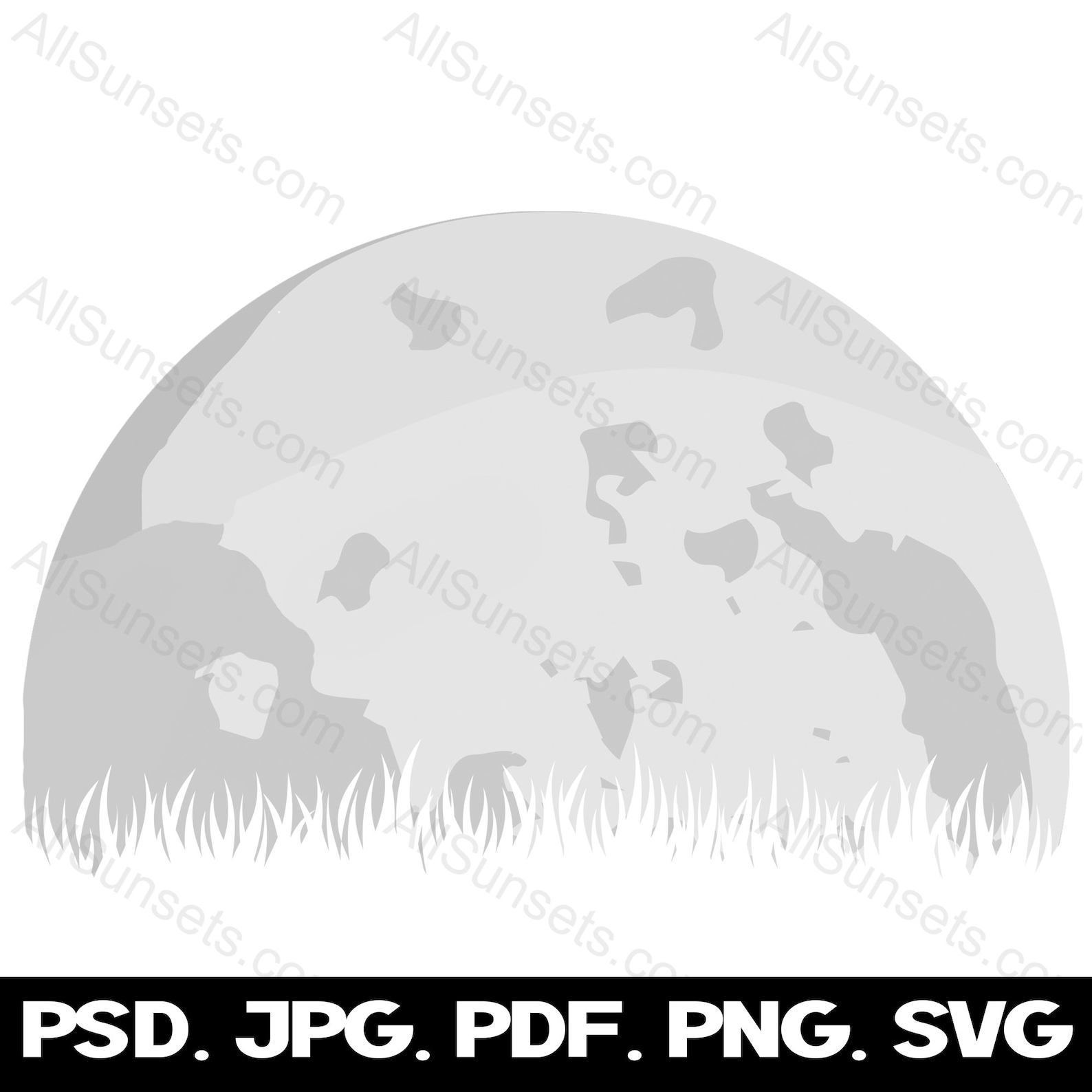 Full Grey Moon Grass Cut Out Svg Png Jpg Psd Pdf File Types Halloween ...