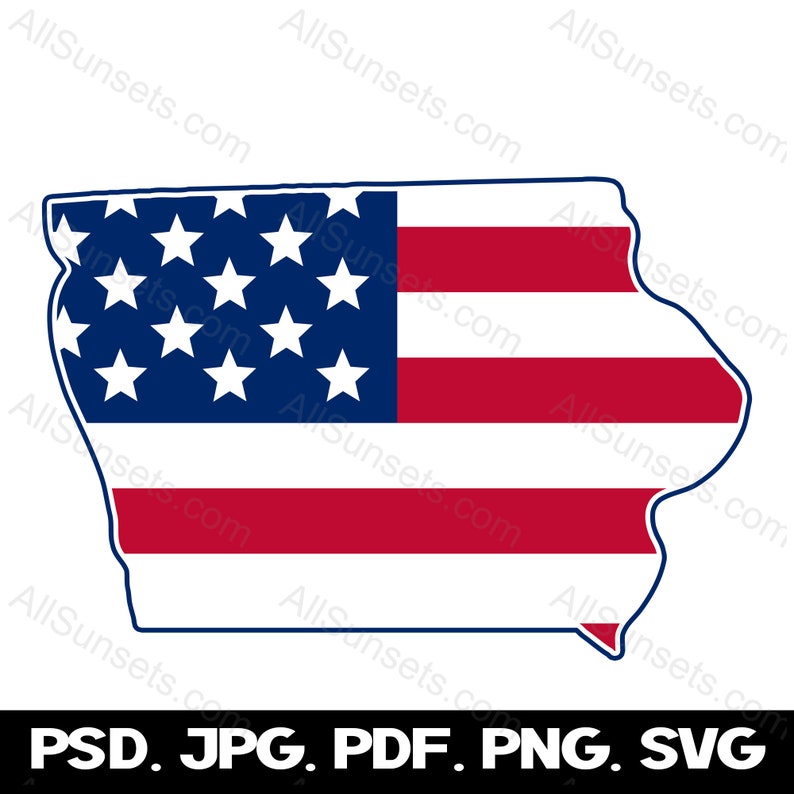 Iowa State Shape American Flag Svg Png Jpg Pdf Psd File Types - Etsy