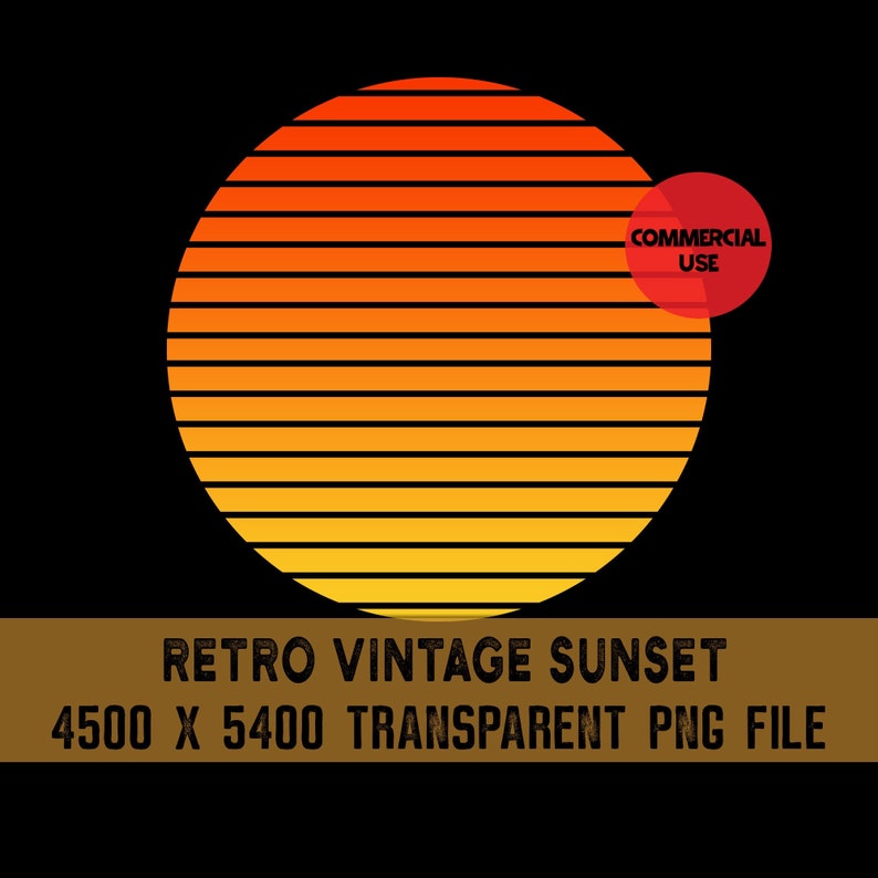 Retro Vintage Sunset PNG Clip Art Sun Color Gradient Palette | Etsy