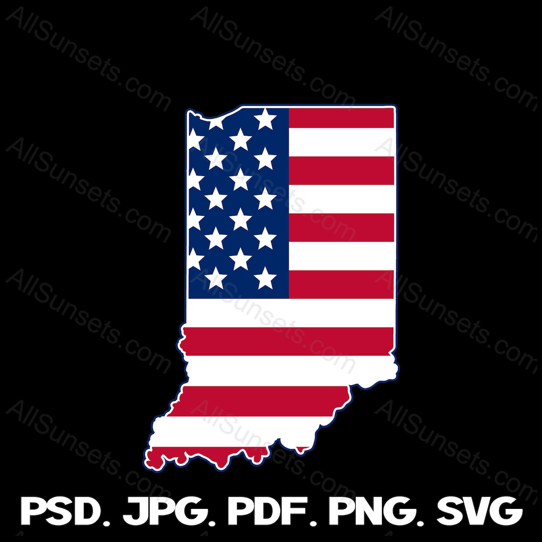 Indiana State Shape American Flag Svg Png Jpg Pdf Psd File Types ...