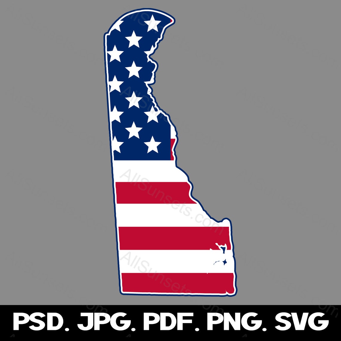 Delaware State Shape American Flag Svg Png Jpg Pdf Psd File - Etsy