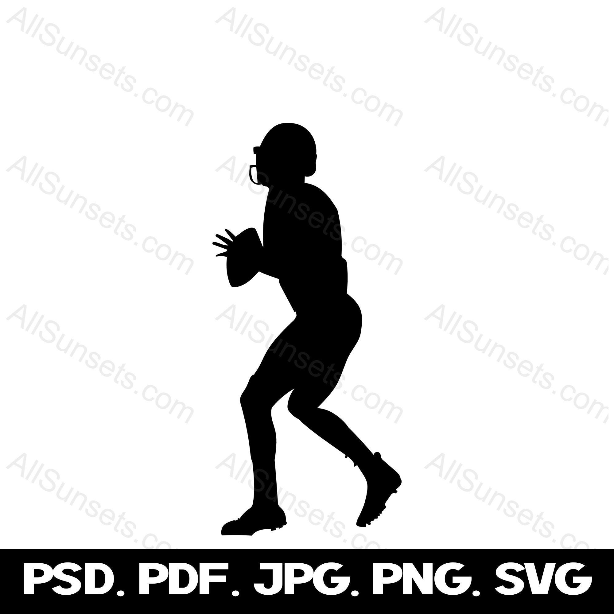 Quarterback American Football Player Clipart Silhouette Svg Png Jpg Pdf ...