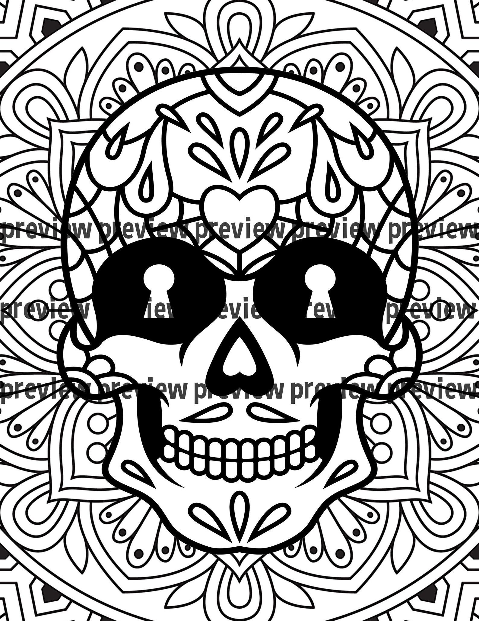 Sugar Skulls Adult Coloring Pages 3 Pack 3 Mexican Dia De Los | Etsy