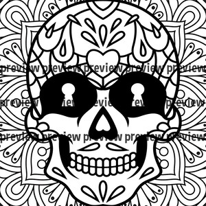 Sugar Skulls Adult Coloring Pages 3 Pack #3 Mexican Dia De Los Muertos ...