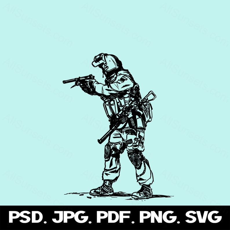 Military Soldier With Rifle Svg Png Jpg Psd Pdf File Types - Etsy