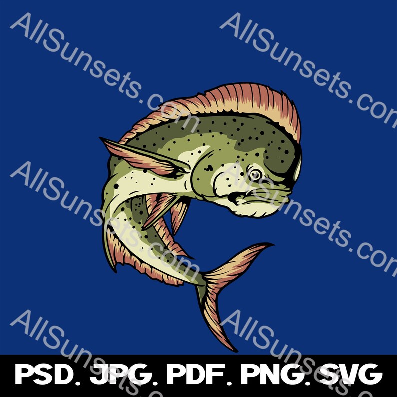 Mahi Mahi Dolphinfish Jumping Fish SVG PNG Pdf Psd Jpg Vector - Etsy