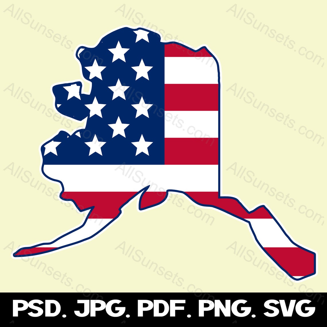 Alaska State Shape American Flag Svg Png Jpg Pdf Psd File - Etsy