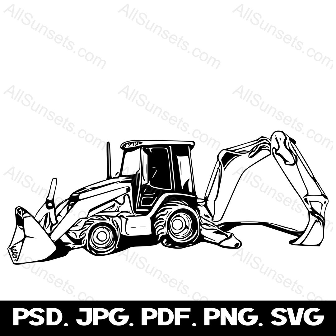 Excavating Backhoe SVG Digger Construction Equipment Driver Front End ...