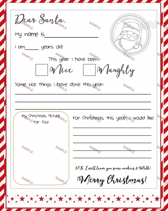 Letter to Santa Naughty Nice List Christmas Wish Dear Santa - Etsy