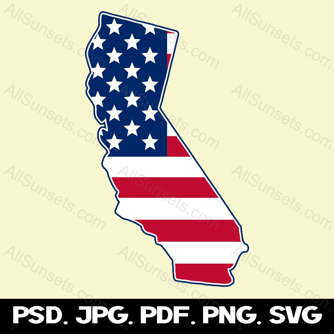 California State Shape American Flag Svg Png Jpg Pdf Psd File - Etsy