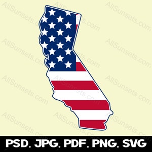 California State Shape American Flag Svg Png Jpg Pdf Psd File Types ...