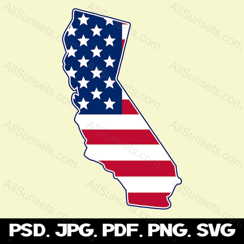 California State Shape American Flag Svg Png Jpg Pdf Psd File - Etsy