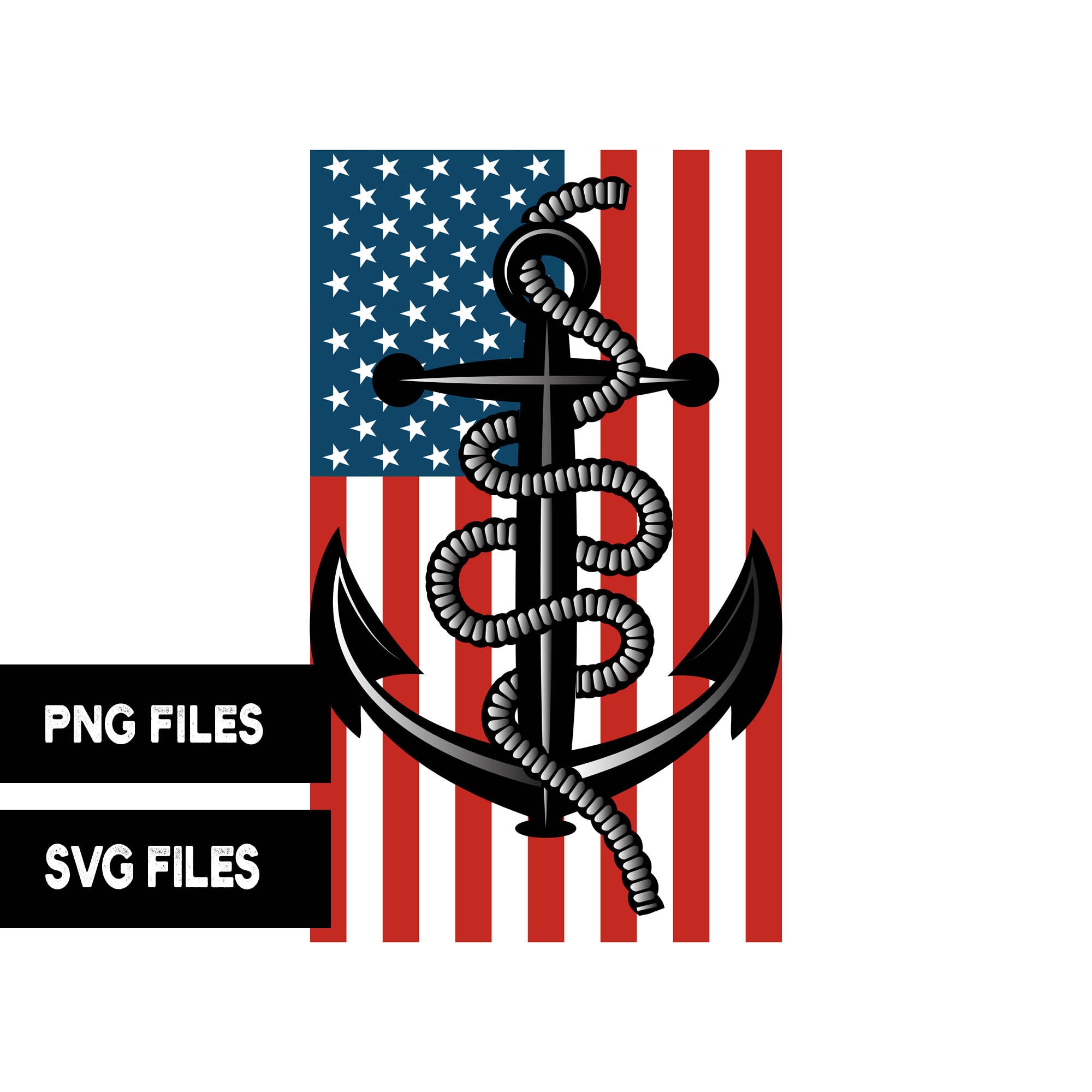 Ship Boat Anchor American Flag PNG SVG Patriotic Clipart USA - Etsy