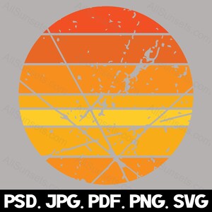 Distressed Round Retro Sunset Svg Png Psd Jpg Pdf File Types Grunge ...