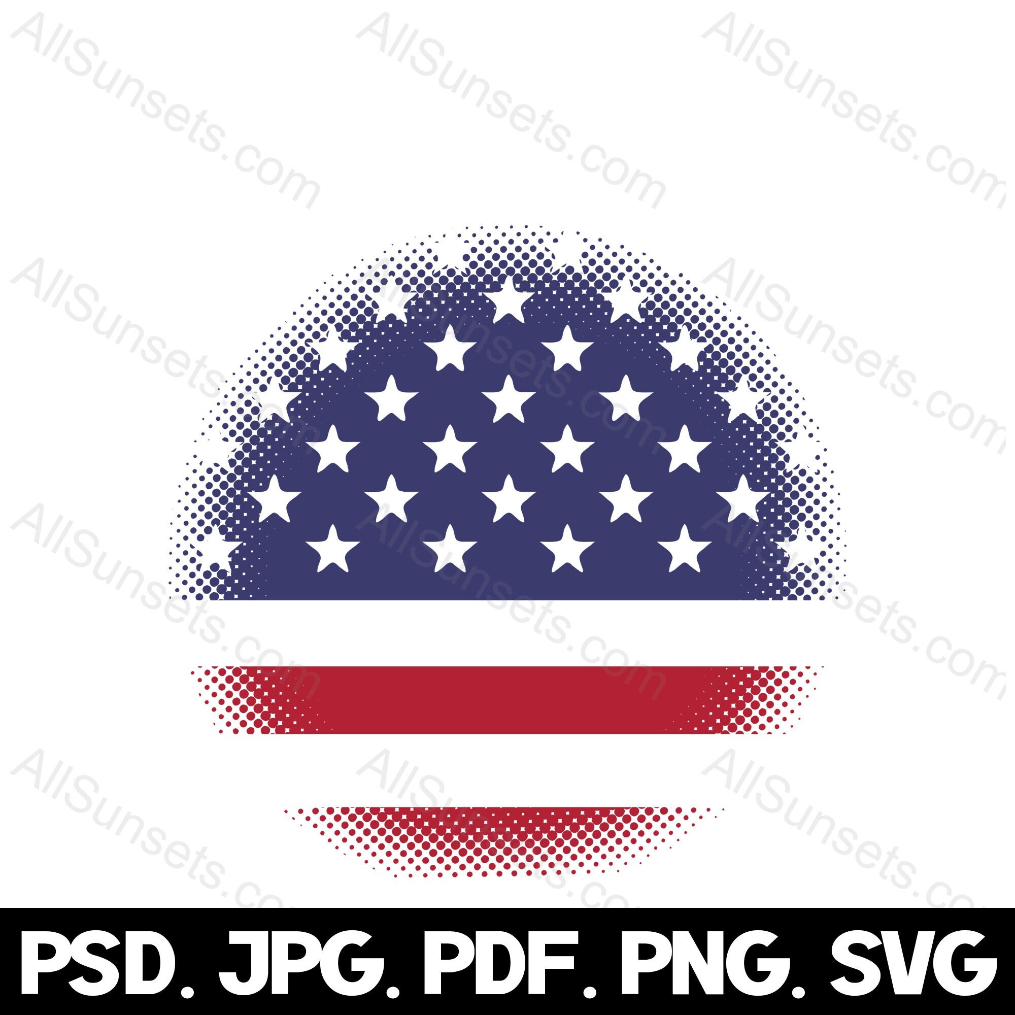American Flag Svg Png Jpg Pdf Psd File Types Round Halftone - Etsy Finland
