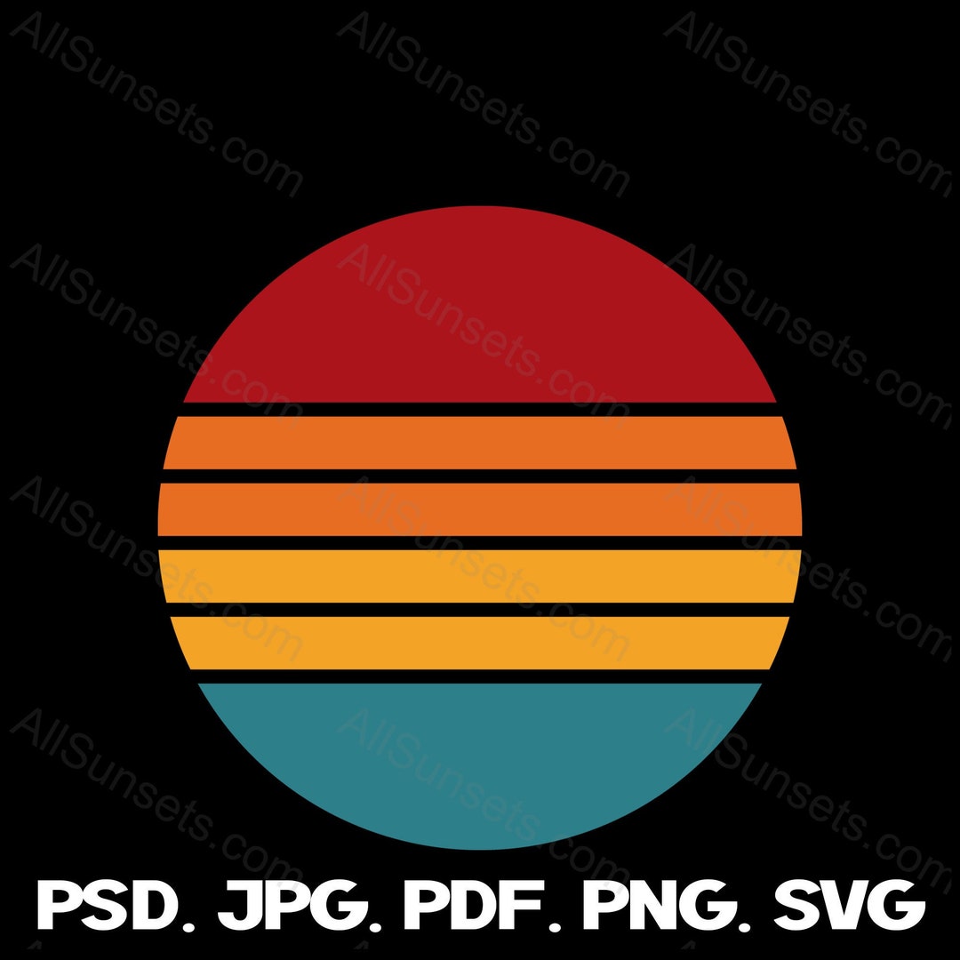 4 Color Palette Retro Round Sunset Svg Png Jpg Pdf Psd File Types ...