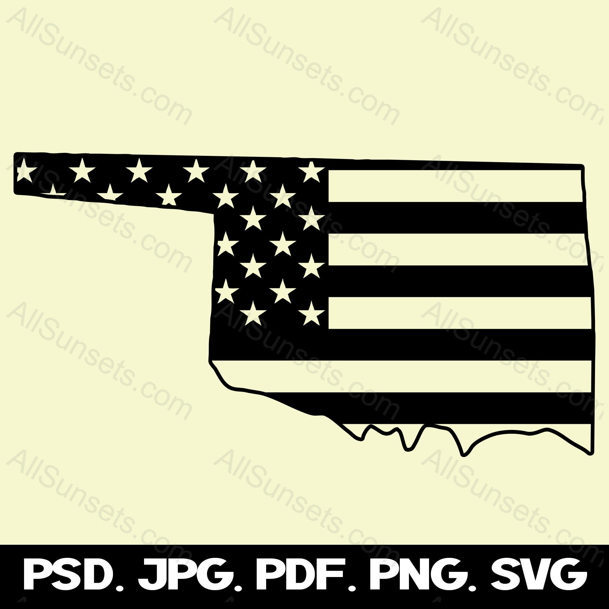 Oklahoma State Shape American Flag PNG SVG Patriotic Clipart - Etsy