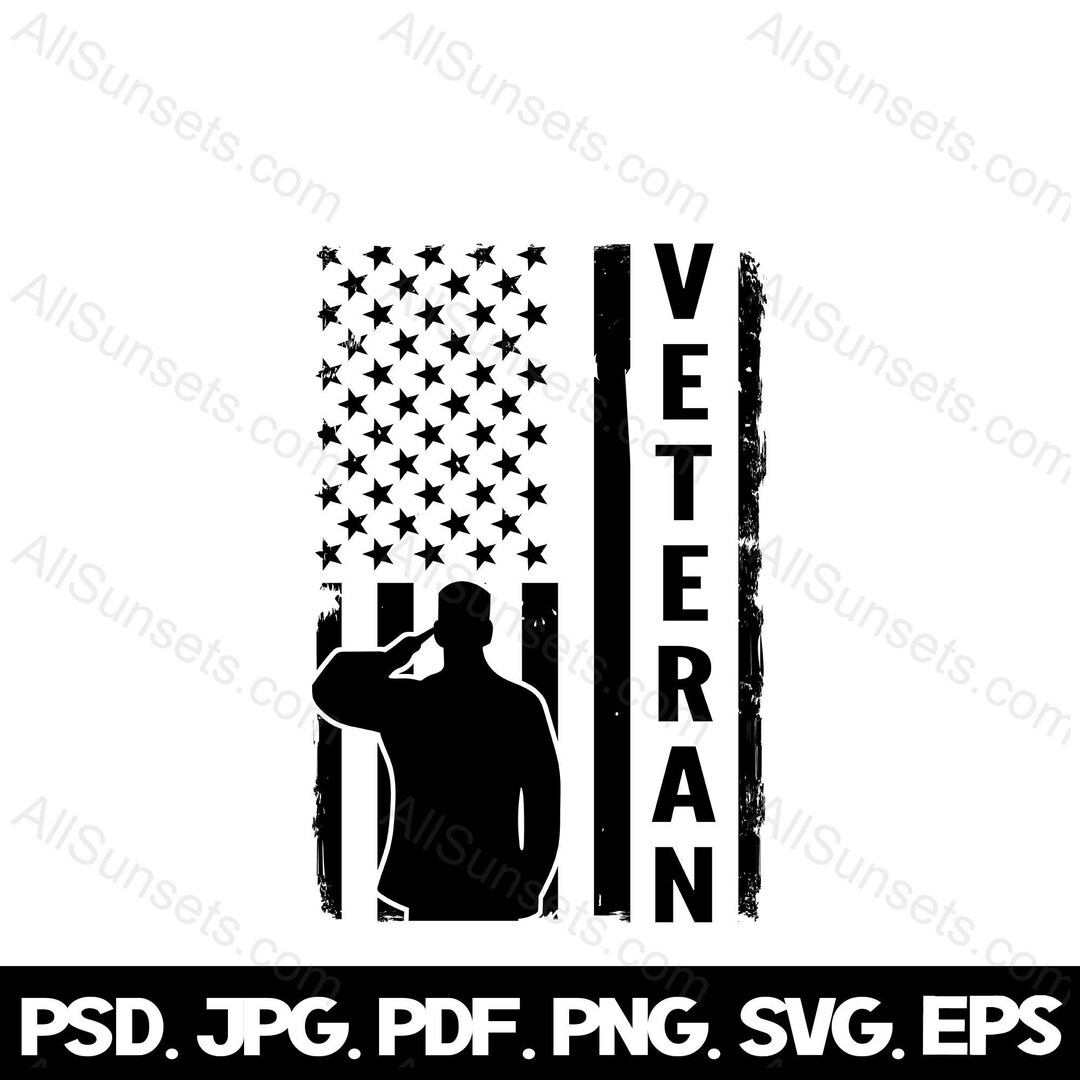 Veteran Text Soldier Salute American Flag Svg Png Eps Jpg Pdf Files ...