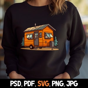 Tiny Home Trailer Svg Png Jpg Psd Pdf File Types Small Home on Wheels ...
