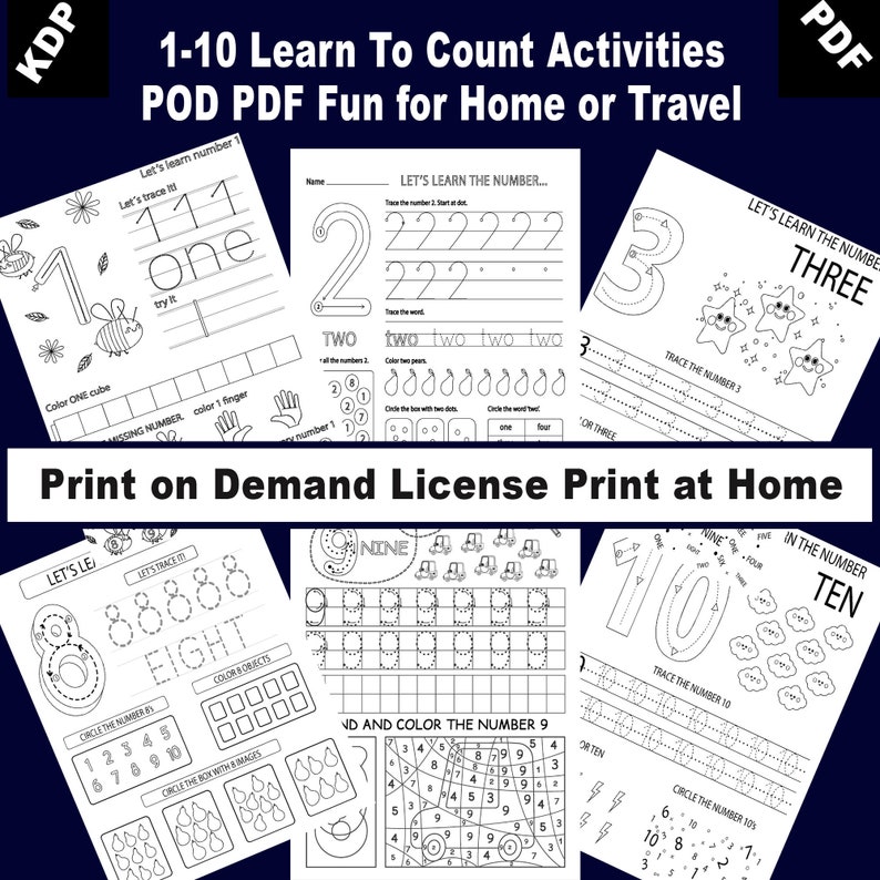 KDP Templates - 1-10 Learn to Count Games 8.5 X 11 in Print on Demand ...