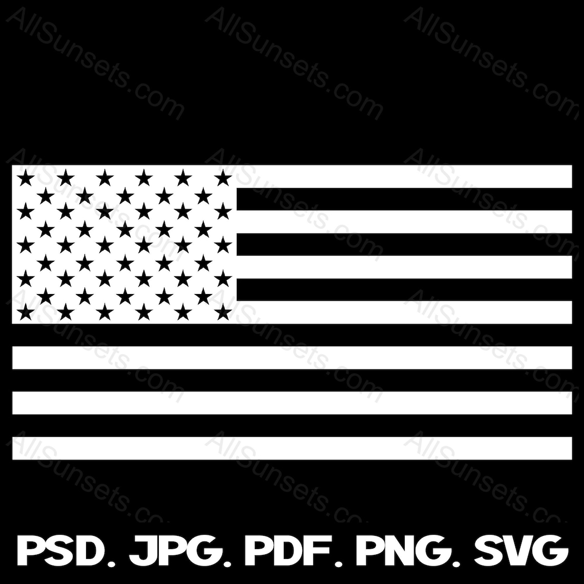 Single Color Standard American Flag Svg Png Jpg Psd Pdf File - Etsy