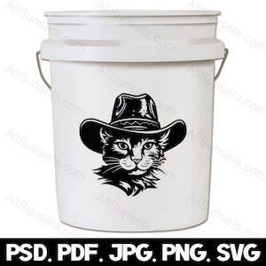 Cat Wearing Cowboy Hat Svg Png Svg Jpg Psd File Types Cool Fluffy ...