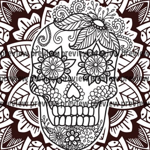 Sugar Skulls Adult Coloring Pages 3 Pack 1 Mexican Day of the Dead Dia ...