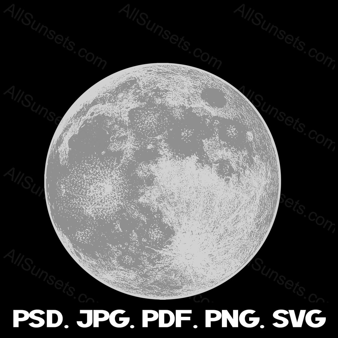 Full Grey Moon Svg Png Jpg Pdf Psd File Types Celestial Body Autumn ...