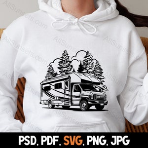 Class C Motorhome Wilderness Scene Silhouette Svg Png Psd Jpg Pdf File ...
