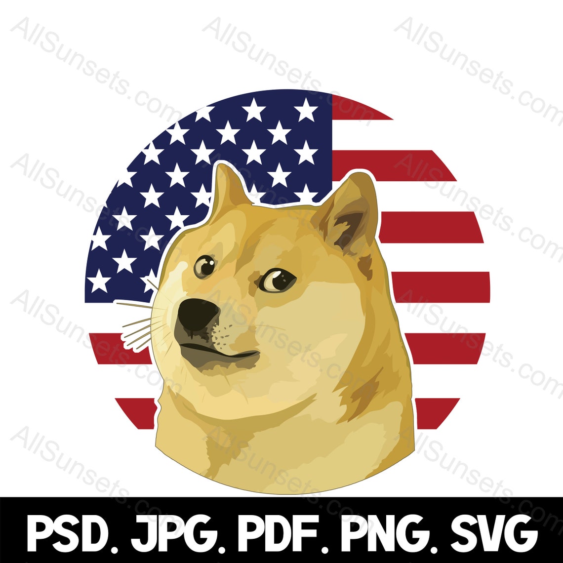 Dogecoin Logo American Flag PNG SVG Psd Jpg Pdf Patriotic - Etsy