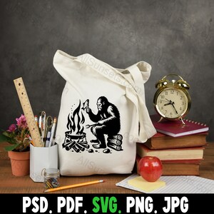 Bigfoot Campfire Cooking Silhouette Svg Png Jpg Psd Pdf File Types Yeti ...
