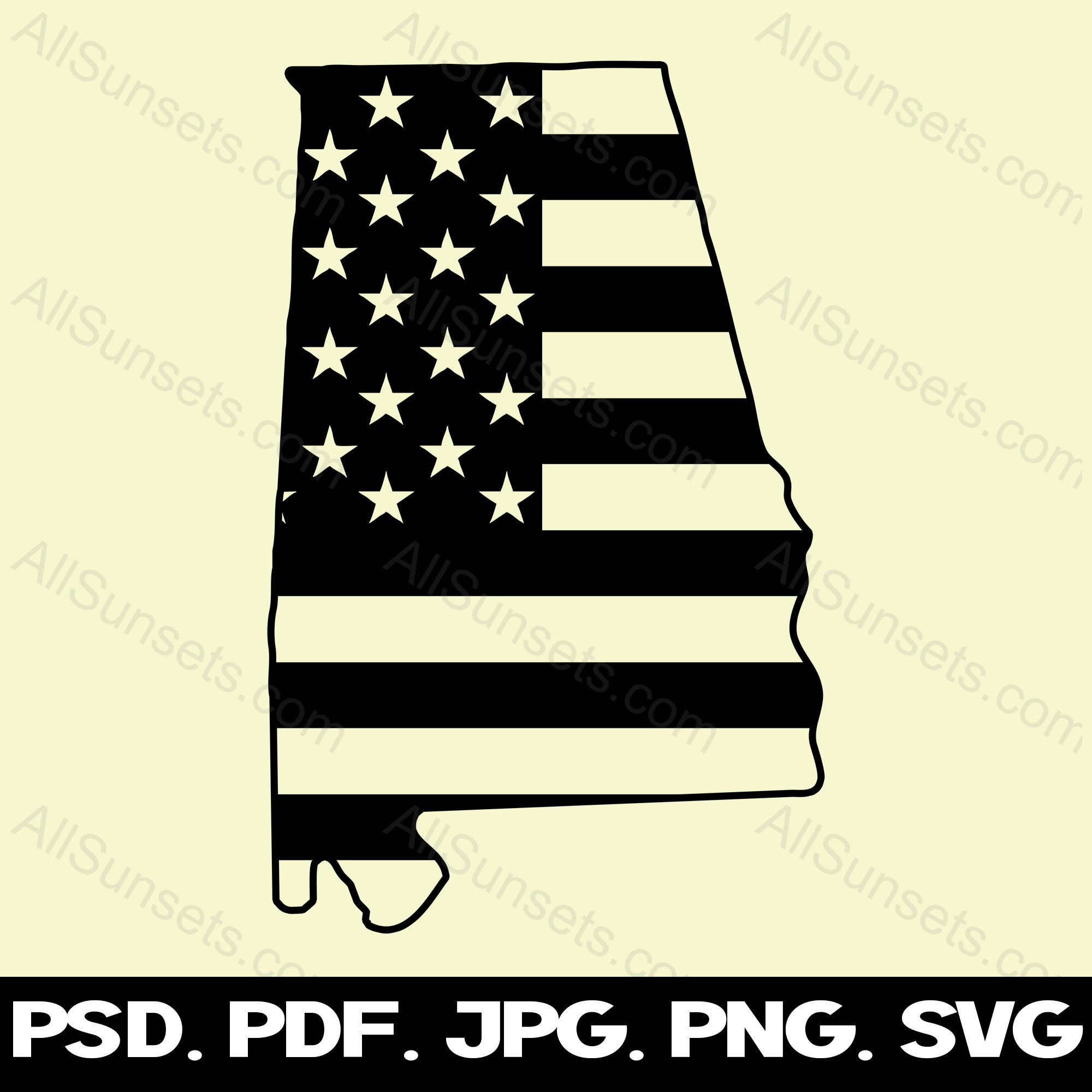 Alabama Shape American Flag Svg Png Jpg Pdf Psd File Types Patriotic ...