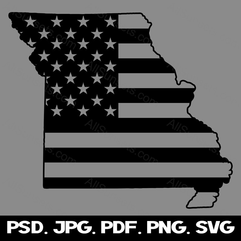 Missouri State Shape American Flag Svg Png Jpg Psd Pdf File - Etsy